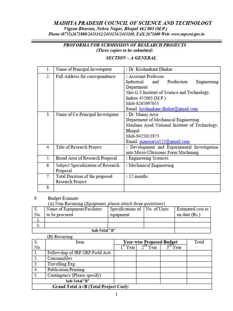 R D Proposal MPCST | PDF | Machining | Photolithography