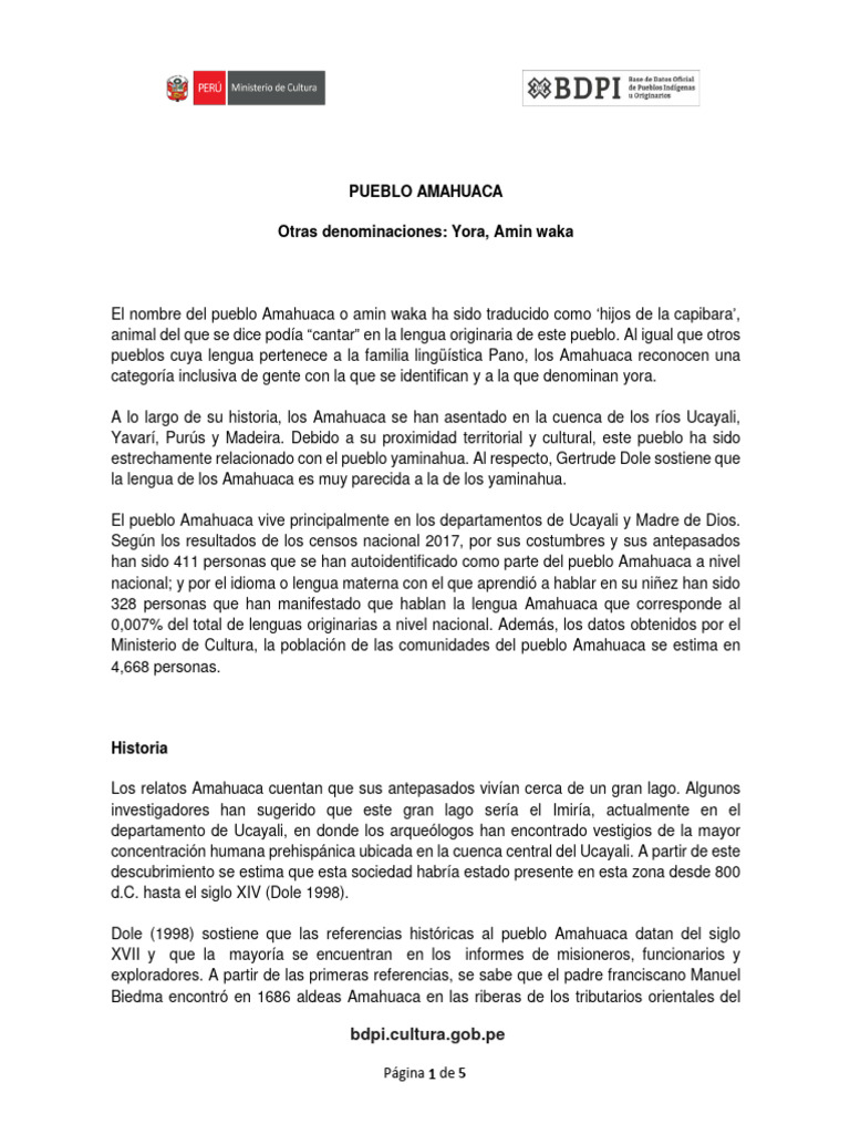 Ficha Amahuaca | PDF