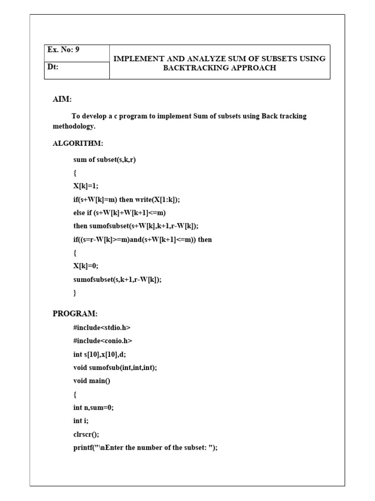 DAA Lab Ex 9,10 PDF | PDF | Mathematical Analysis | Algorithms And Data ...