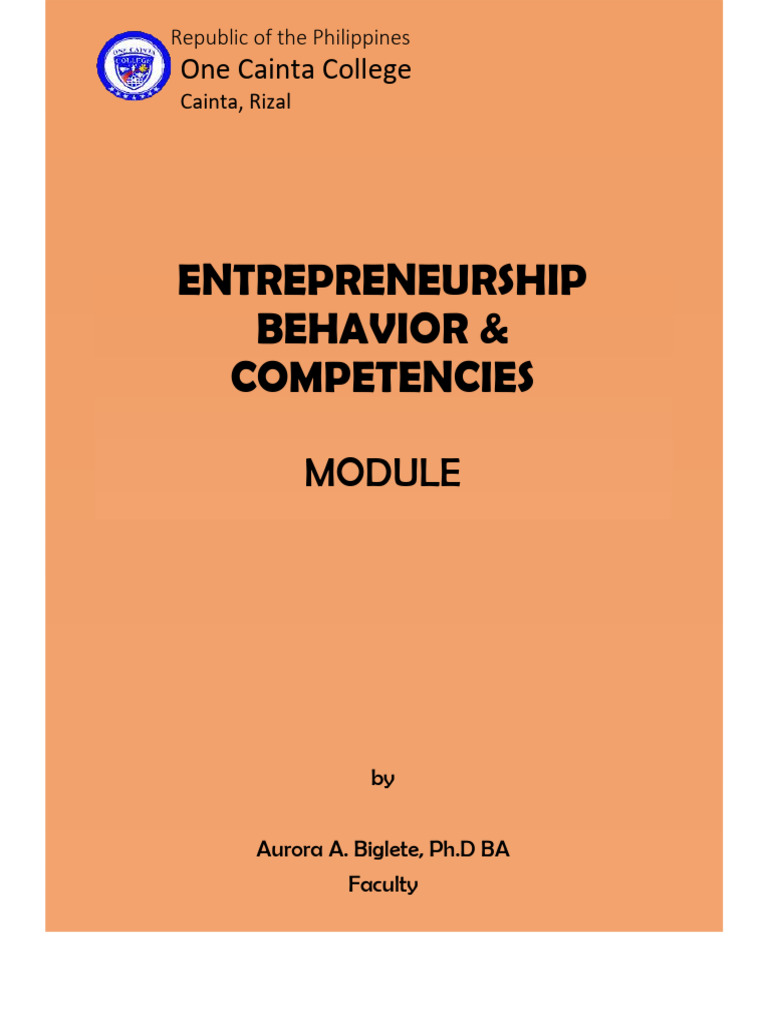 Entrep Behavior Consolidated | PDF | Entrepreneurship | Economic Growth