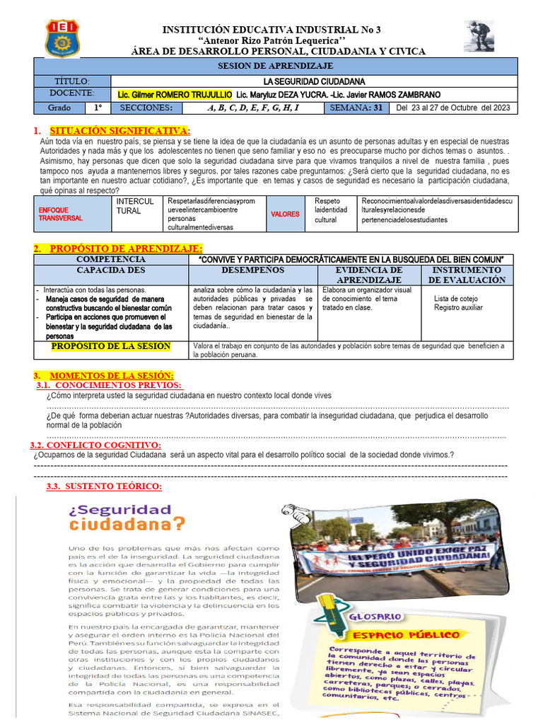 Sesion 31 DPCC 1ro | PDF | Aprendizaje | Evaluación