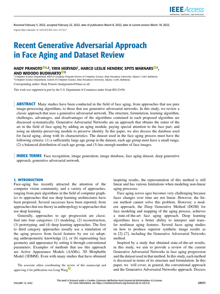 Recent Generative Adversarial Approach in Face Aging and Dataset Review | PDF | Deep Learning ...