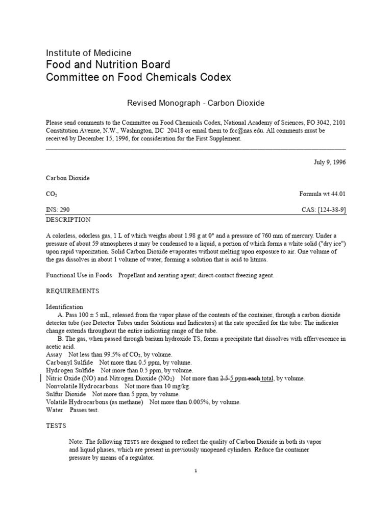 Monograph Carbon Dioxide 1996 Pdf Gas Chromatography Oxide