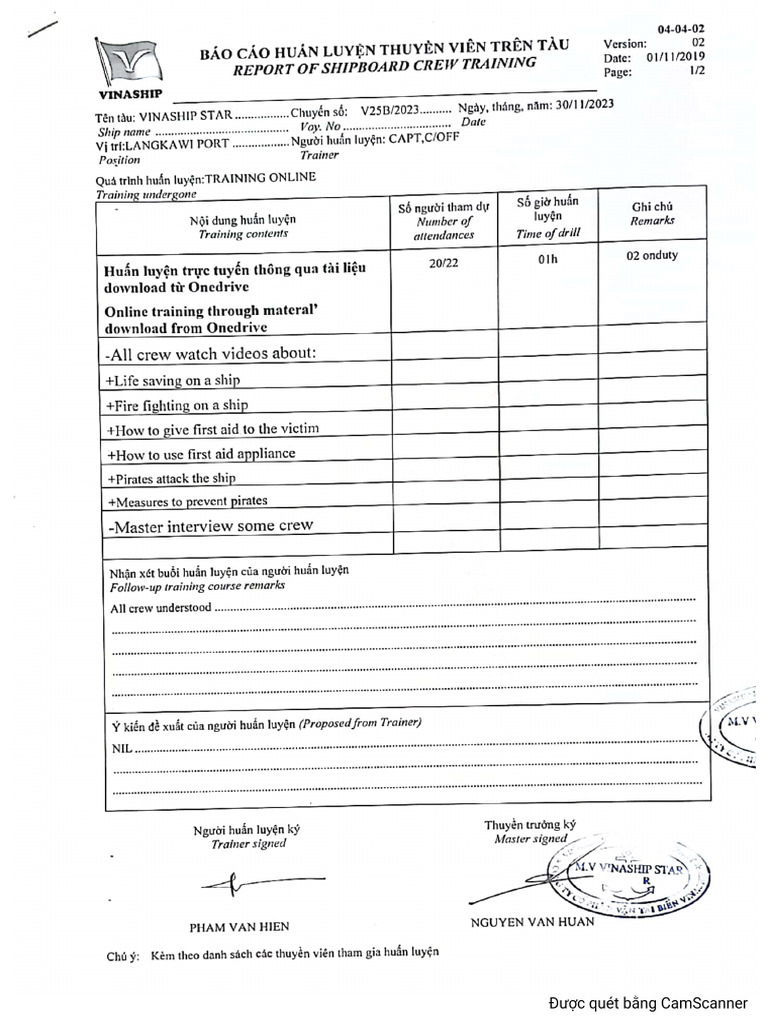 BCHLTT T11.2023 - M.V Vinaship Star | PDF