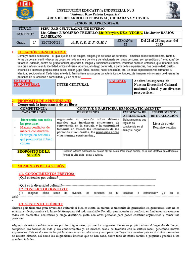 Sesion 22 1ro DPCC | PDF | Aprendizaje