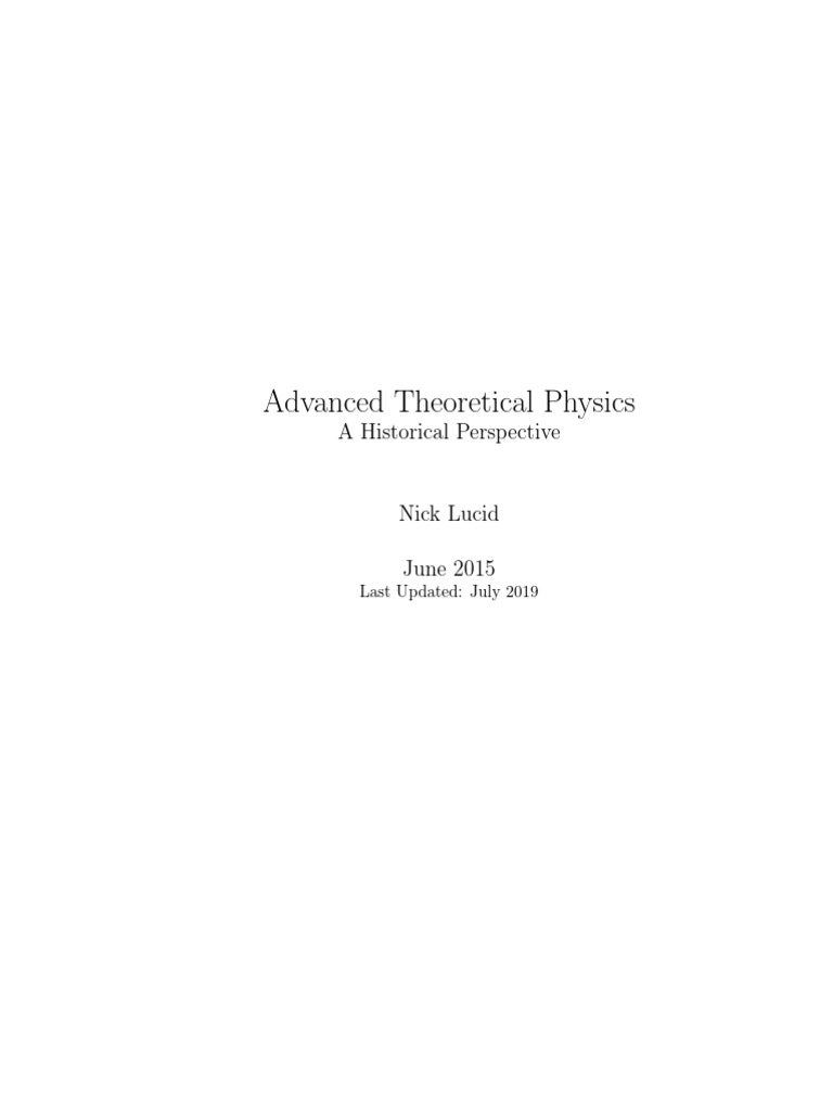 Advanced Theoretical Physics Overview | PDF | Hamiltonian (Quantum ...