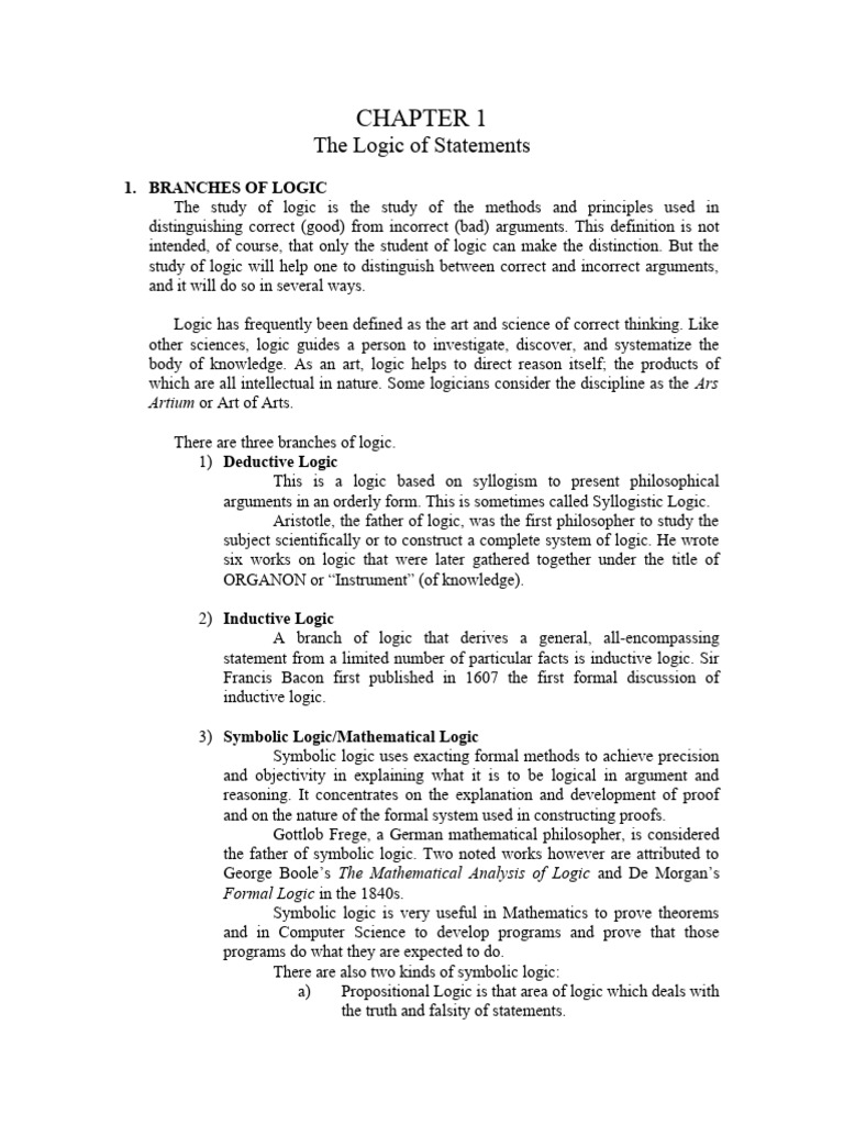 Chapter 1 The Logic of Statements | PDF | Logic | If And Only If