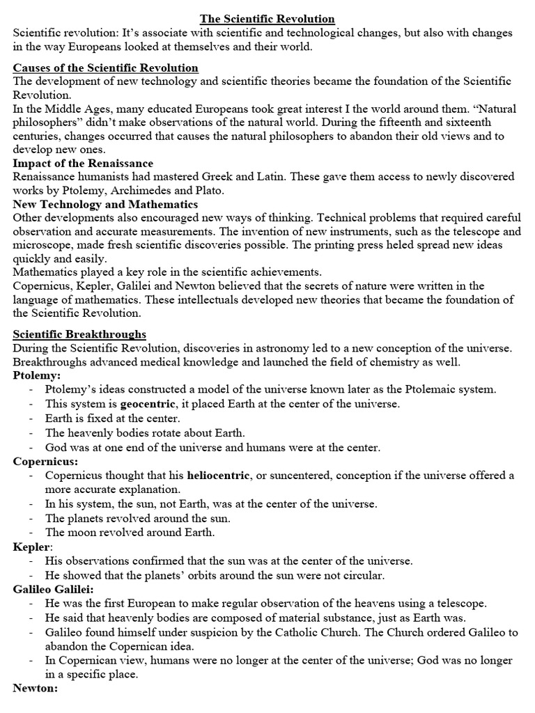 The Scientific Revolution - Oral | PDF | Science | Scientific Revolution