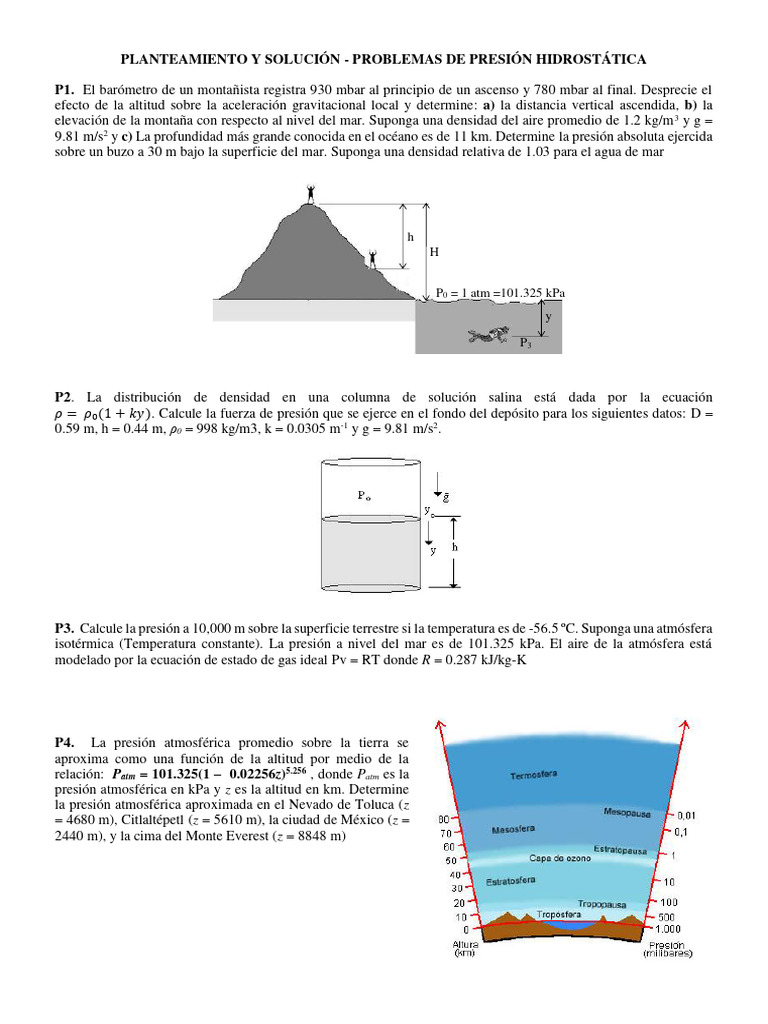 Presión Hidrostática en Fluidos | PDF | Fuerza | Presión