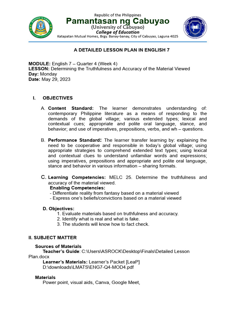 Enabling Competencies in English 7 Lesson | PDF | Human Communication ...