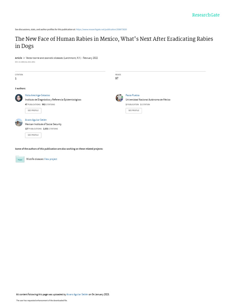 Arechiga-Ceballos Et Al., 2022. The New Face of Human Rabies in Mexico ...