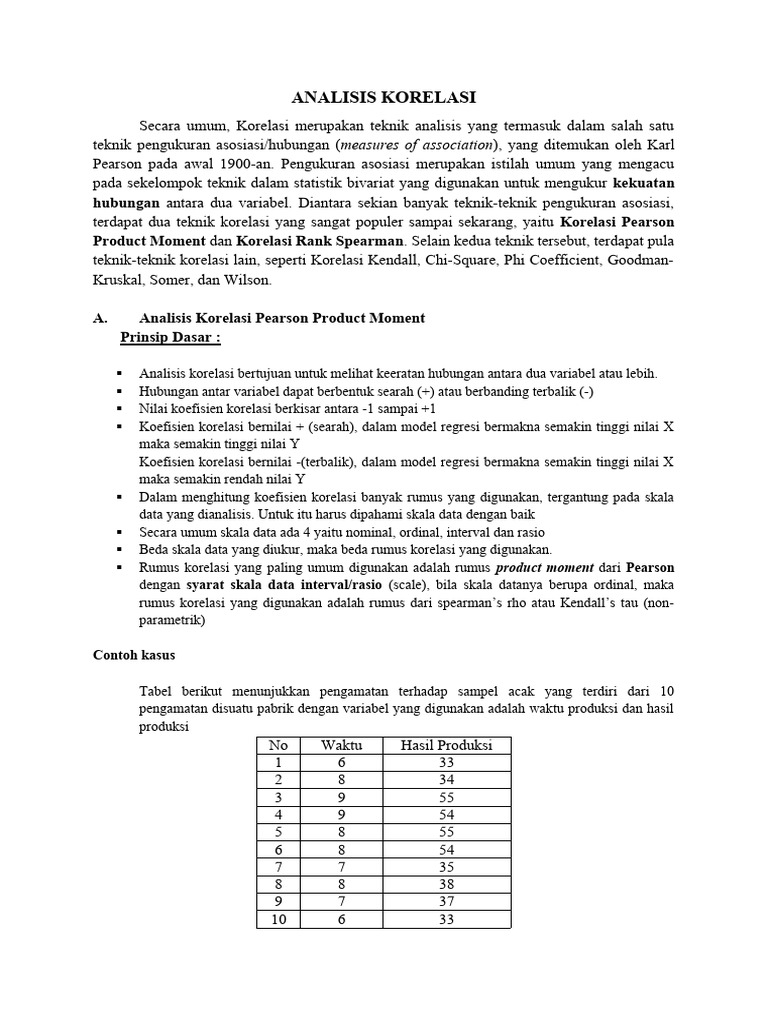 MODUL ANALISIS KORELASI by Indah | PDF | Metode & Bahan Ajar