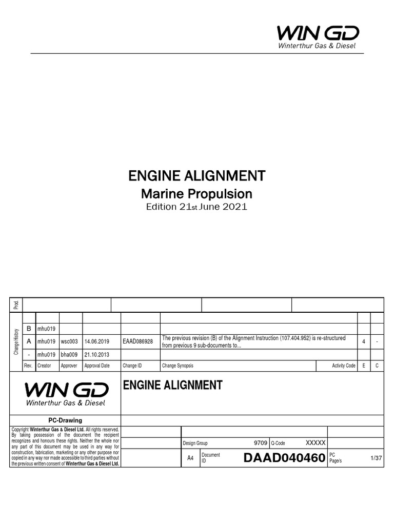 WinGD 2S - Alignment - Instruction Marine Propulsion | PDF | Propeller ...