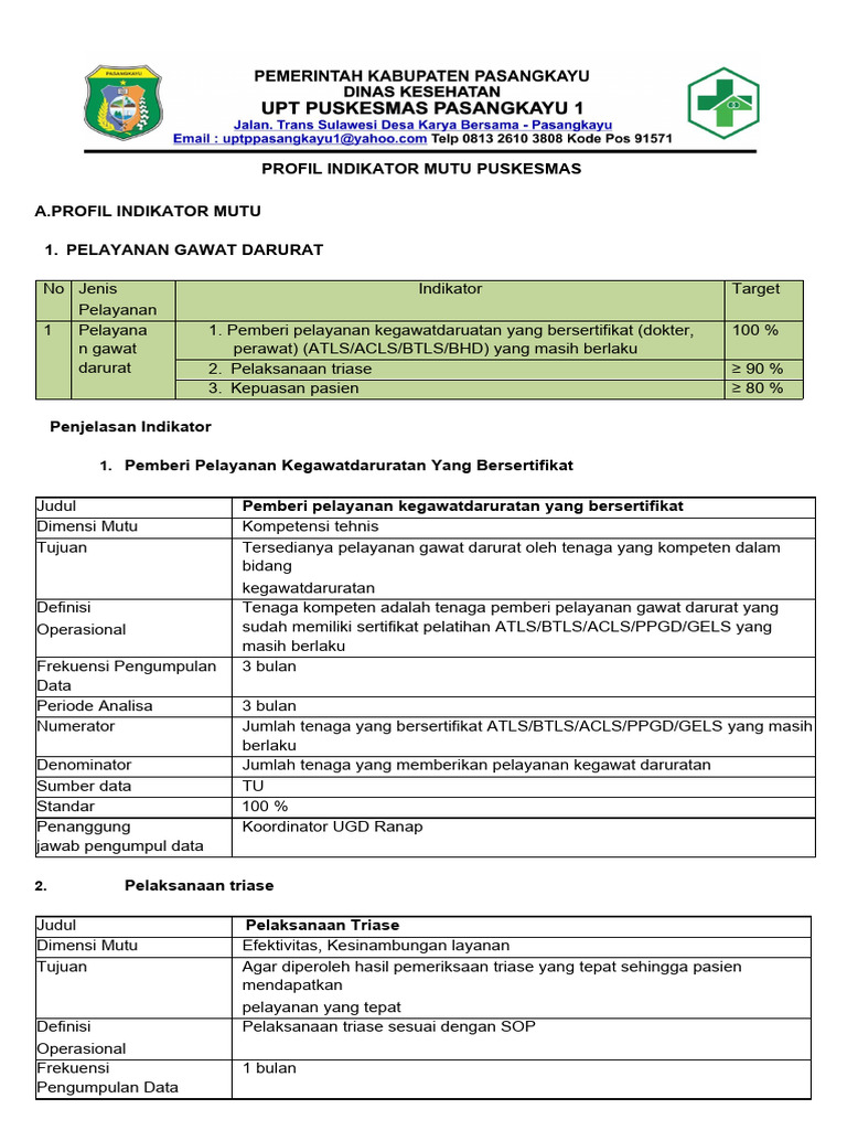 5121 Profil Indikator Mutu, SKP, InM (AutoRecovered) | PDF