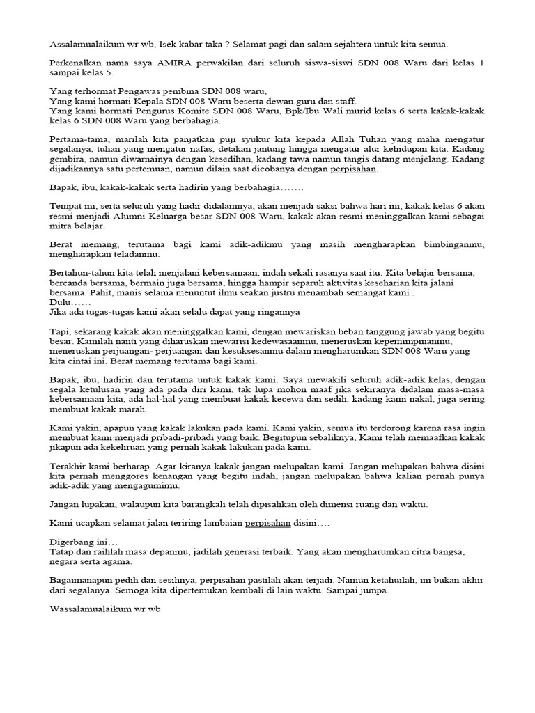 Sambutan Adik Kelas | PDF