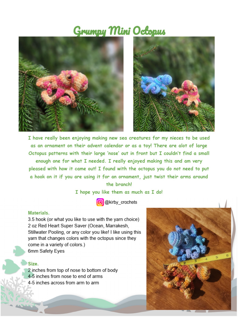 Grumpy Mini Octopus | PDF | Crochet | Crafts