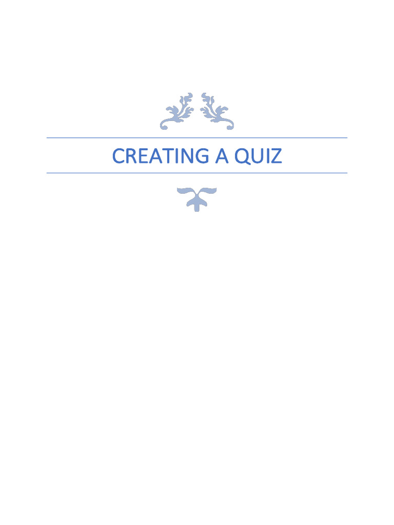 LESSON 8.1 - Creating Quizzes Thru Question Bank | PDF
