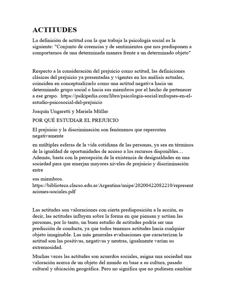 ACTITUDES | PDF | Actitud (psicología) | Comportamiento