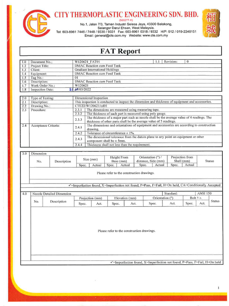 Dimensional Inspection Report | PDF