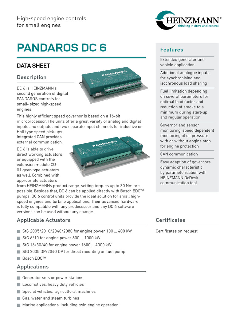 DS DC-6-PANDAROS Digital-Governor e | PDF | Engines | Electric Generator