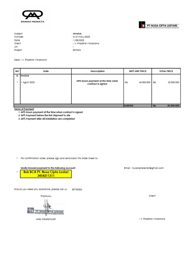 Invoice DP 50% | PDF