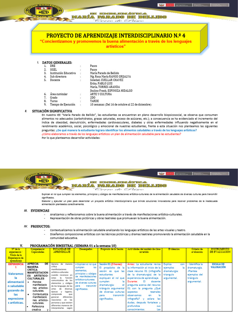2do-PROYECTO 04 Jhulino | PDF | Aprendizaje | Evaluación