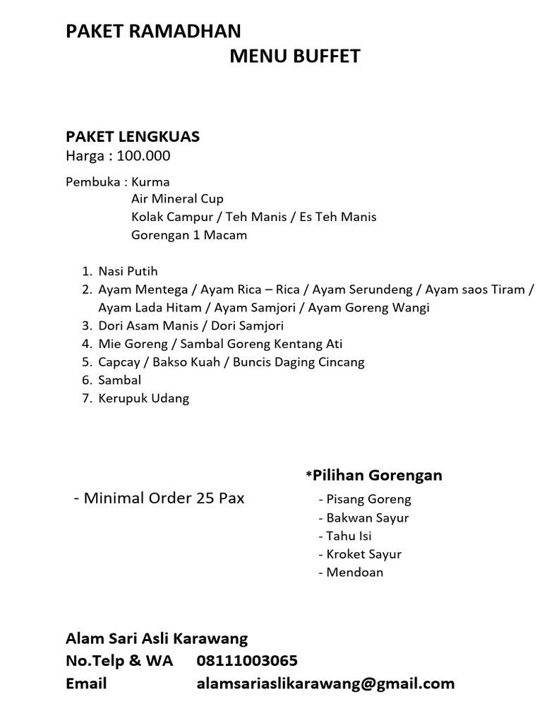 Paket Buffet Ayam Samjori Ramadhan | PDF