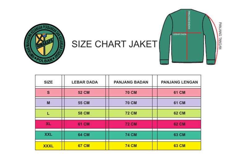Size Chart Jaket Himakaps | PDF | Gaya Hidup