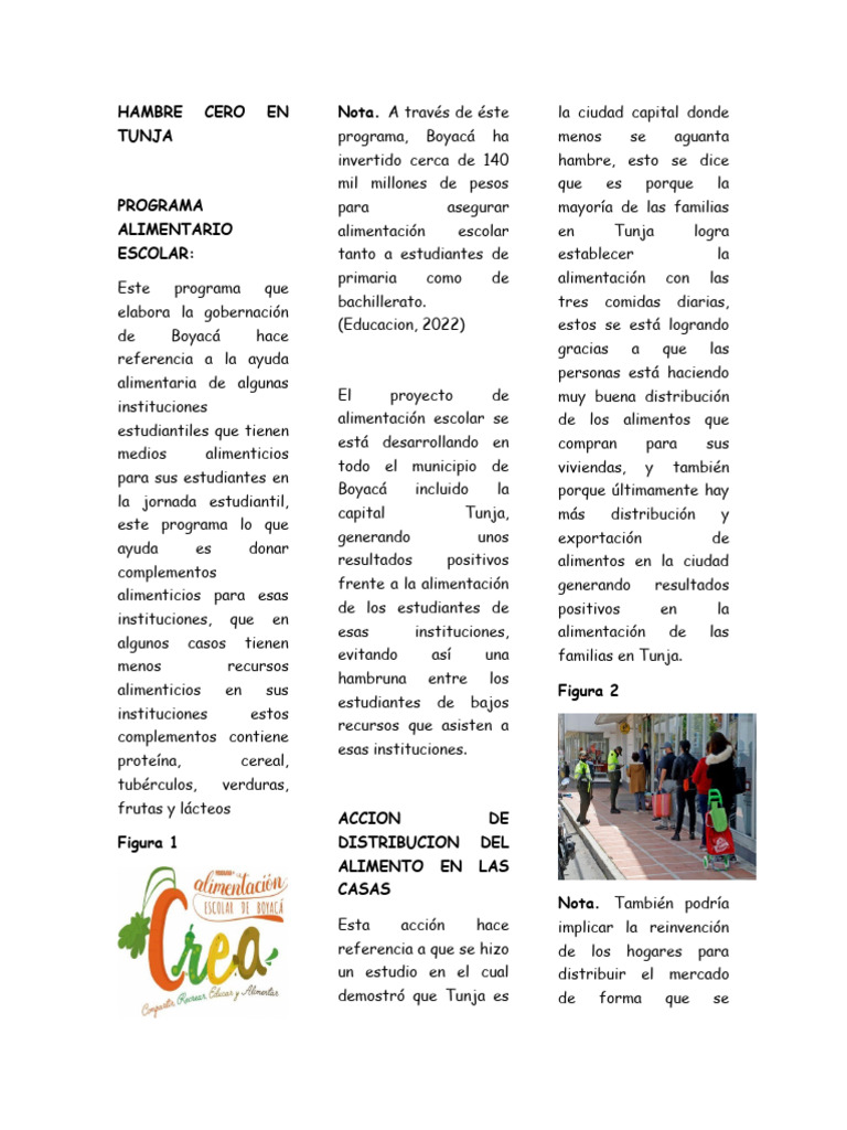 Hambre Cero En Tunja Pdf Hambruna Alimentos