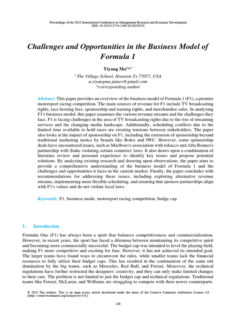F1 Business Model: Revenue and Challenges | PDF | Formula One | Mass Media