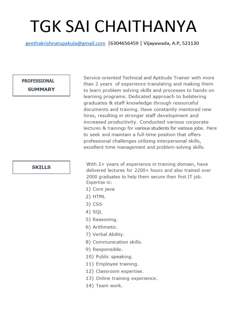 Chaithanya Coding Resume | PDF | Educational Technology | Human ... Chaithanya Coding Resume | PDF | Educational Technology | Human ...