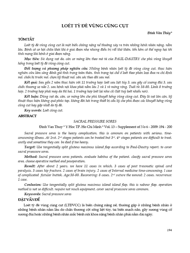Loét Tỳ Đè Vùng Cùng Cụt: Tóm Tắt | PDF