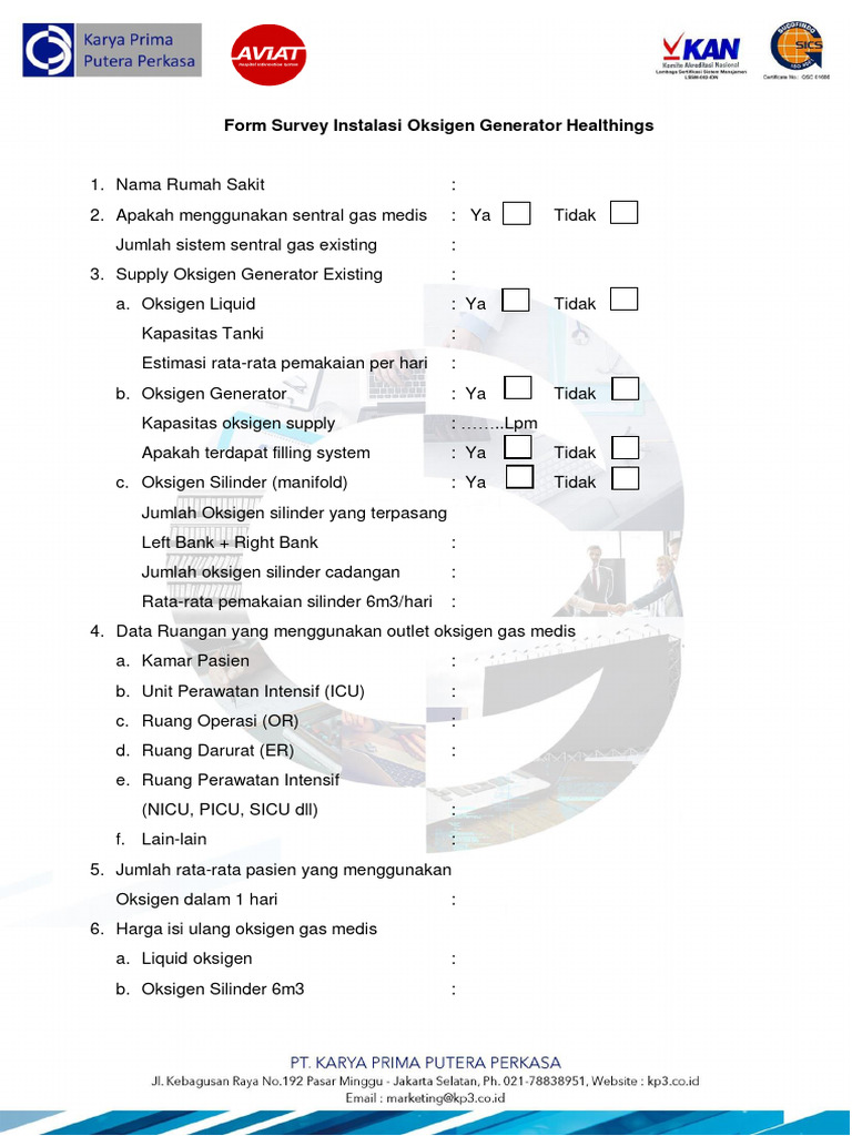 Form Survey Instalasi Oksigen | PDF | Hukum | Sains & Matematika