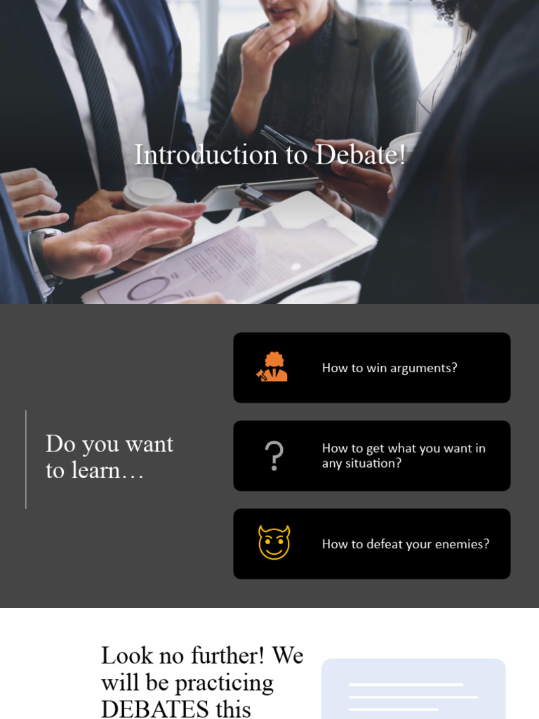 Introduction To Debate! Slides | PDF | Self-Improvement