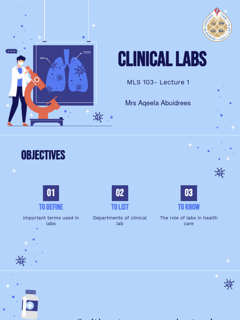MLS 103 - Lect 1 - Clinical Lab | PDF | Medical Laboratory | Laboratories MLS 103 - Lect 1 - Clinical Lab | PDF | Medical Laboratory | Laboratories