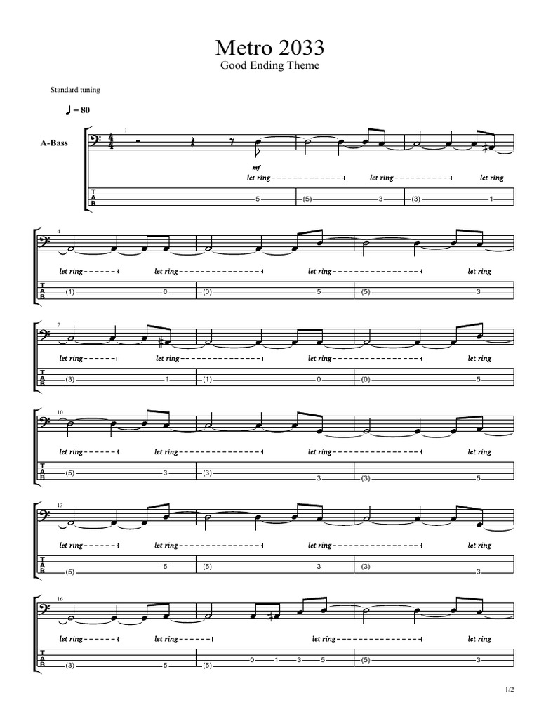 Metro 2033 - Good Ending Theme Bass Guitar | PDF