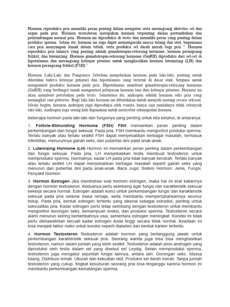 Hormon Reproduksi Pria Memiliki Peran Penting Dalam Mengatur Serta Merangsang Aktivitas Sel Dan ...