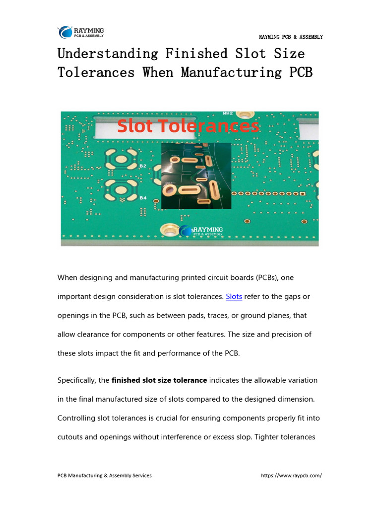 Specifying PCB Slot Size Tolerances | PDF | Printed Circuit Board ...