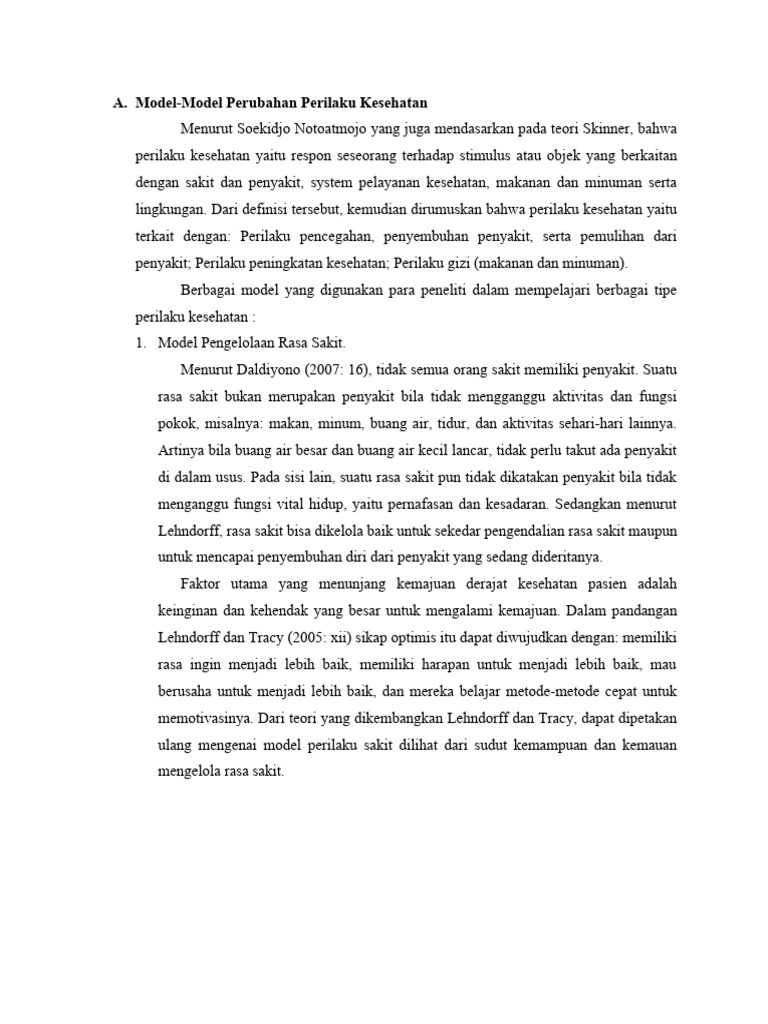 Model Perubahan Perilaku Kesehatan | PDF | Karier & Perkembangan ...