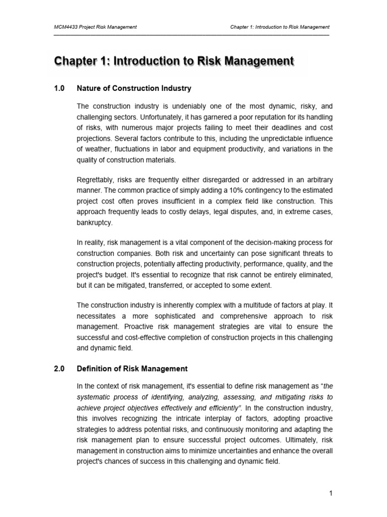 PRM Chapter 1 | PDF | Risk | Risk Management