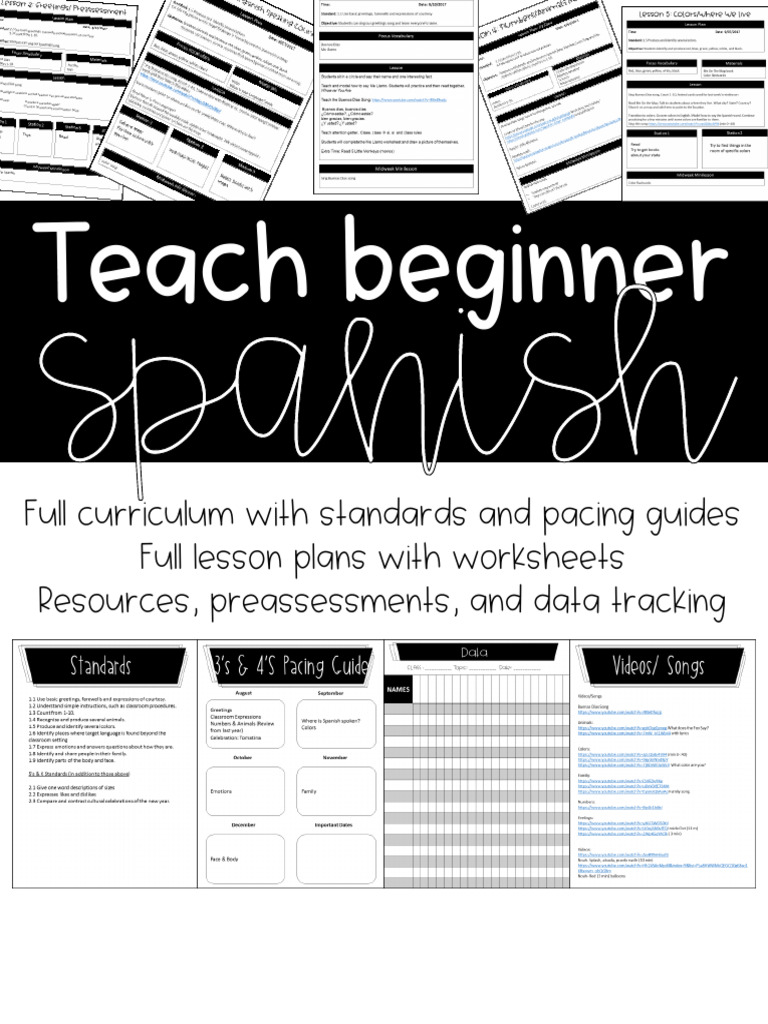 Spanish Pacing Guides and Lessons - Editable | PDF