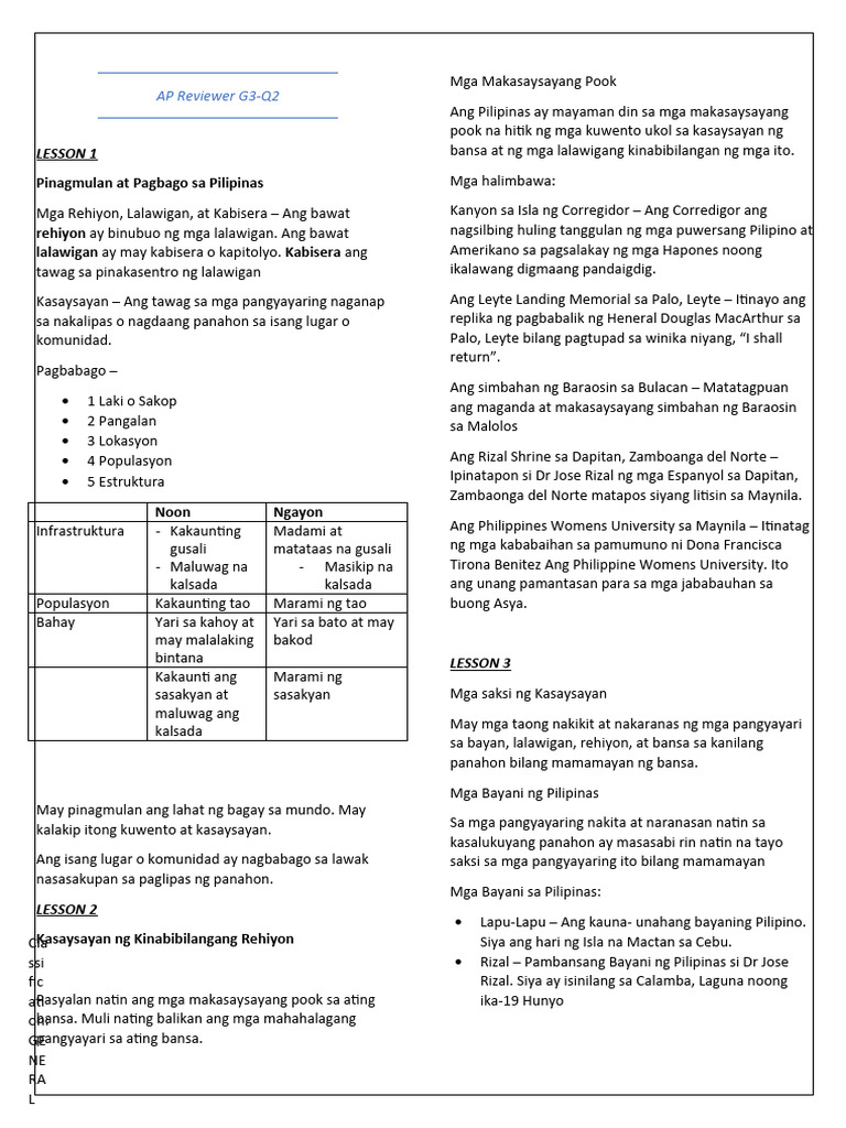 AP Reviwer G3 Q2 | PDF
