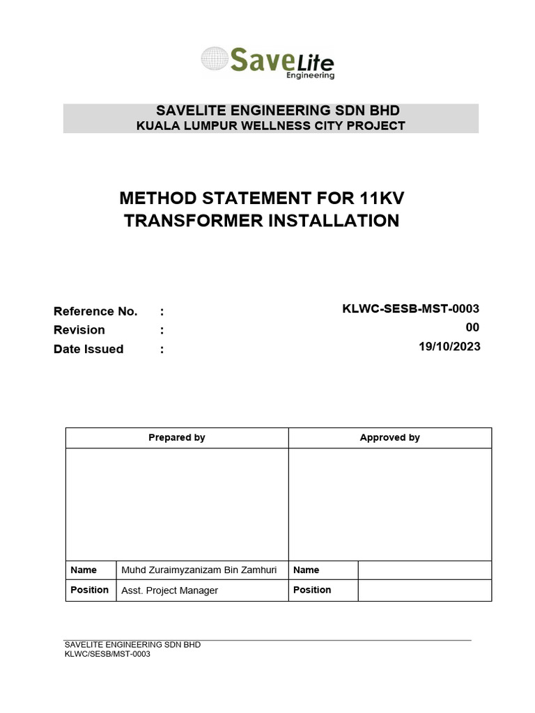 11kV Transformer Installation Methodology | PDF | Screw | Nut (Hardware)