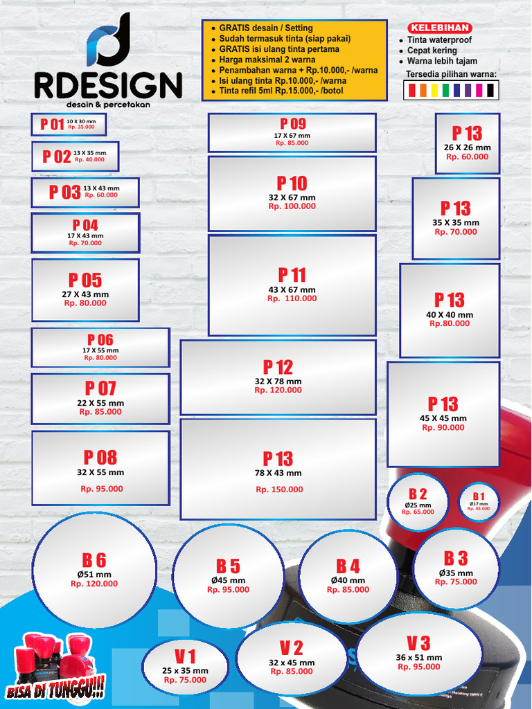 Ukuran dan Harga Stempel Flash | PDF
