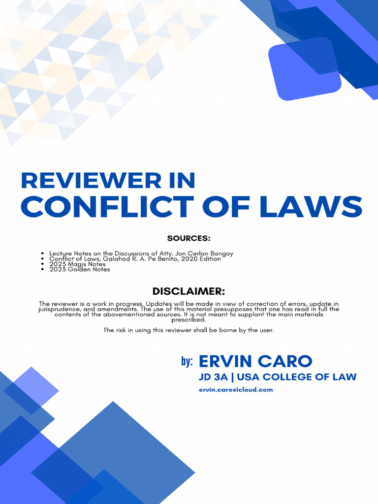 Law Students' Guide to Conflict of Laws | PDF | Choice Of Law ...
