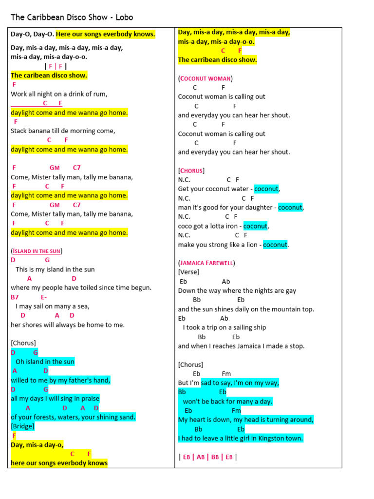 Lobo's Caribbean Disco Show Lyrics | PDF | Art
