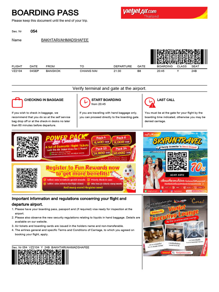 Boardingpass VZ2104 | PDF | National Security | Transport