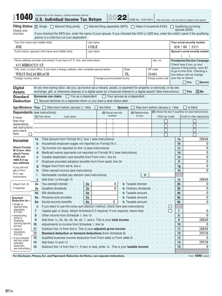 Activity Example 1040 Tax | PDF | Irs Tax Forms | Tax Deduction
