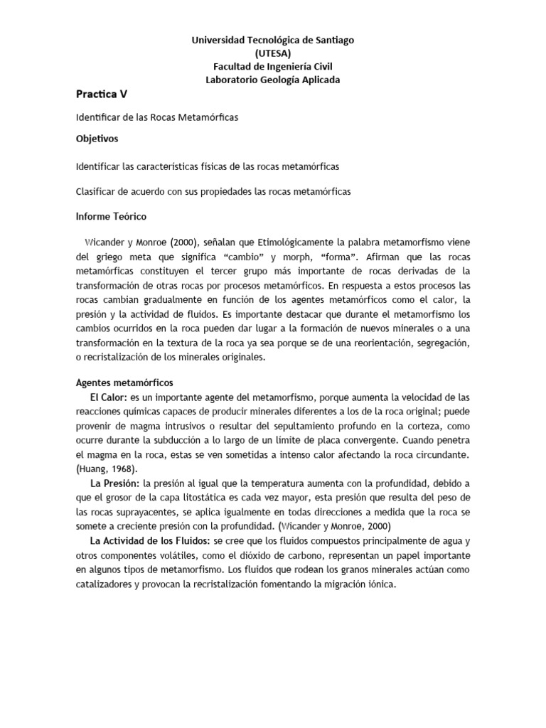 Practica VI | PDF | Roca (geología) | Magma