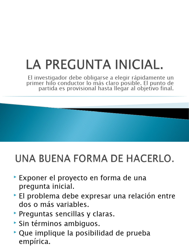 La Pregunta Inicial | PDF